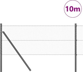 Hexagonální kotvení plotu 10 x 0,6 m Ocel potažená PVC Šedá 3352770