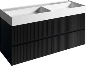 Sapho Filena - Umyvadlová skříňka 118x52x43 cm, 4 zásuvky, matná černá strip FID1212BS