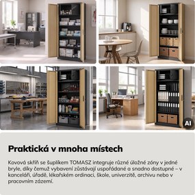Kovová skříň s úložným prostorem antracitová/ořech, 900x1850x450 mm: TOMASZ Eco Design