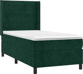 Box spring postel s matrací tmavě zelená 100x200 cm samet 3132726
