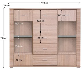 Kondela Komoda typ 8, dub sonoma, GRAND