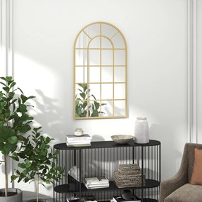 HOMCOM Nástěnné zrcadlo - Zrcadlo do šatny 110 x 65 cm Dekorativní zrcadlo s kovovým rámem Zavěšené zrcadlo do obývacího pokoje pro ložnici Zlaté