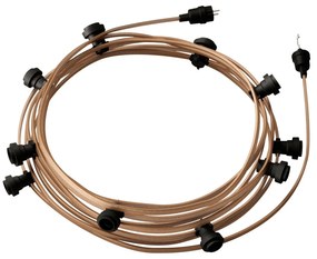 creative cables Hotový světelný řetěz LUMET 12,5 m je sestavený z 10 černých objímek, háčku a zástrčky Barva kabelu: Cipria - CM27