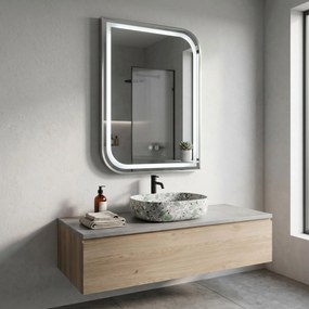 Rea ZONE, LED zrcadlo 60x80cm v rámu z broušené oceli, HOM-00301
