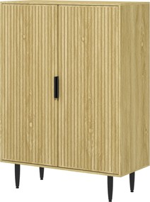 HOMCOM Úložný regál na obuv na 15 párů bot, regál do předsíně s 4 nastavitelnými policemi a kovovými nohami, 80x38x110cm, Dub