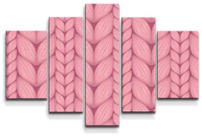 Sablio Obraz - 5-dílný Růžové pletení z vlny - 125x90 cm