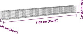 Gabionový koš s víkem 1 150 x 100 x 100 cm pozinkované železo 3295211