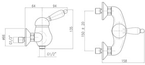 Nástěnná sprchová baterie ve stříbrné barvě (1 výstup) Kirké White – Sapho