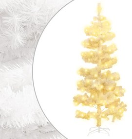 344654 vidaXL Spirálový vánoční stromek s LED a stojanem bílý 180 cm PVC
