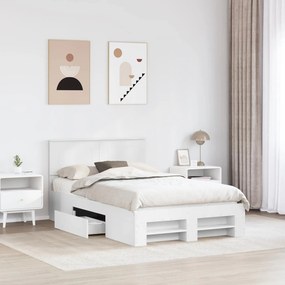Rám postele s čelo Bílá 137 x 203 cm Kompozitní dřevo 3408767