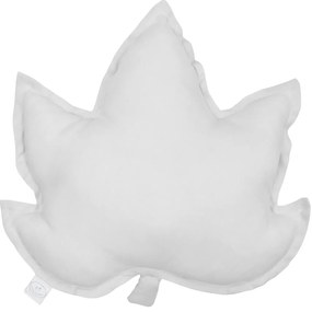 Cotton &amp; Sweets Lněný polštář javorový list světle šedá 43x43 cm