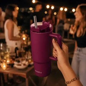Quokka Stream vínová / Termohrnek / s brčkem / 950 ml