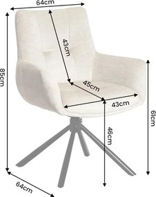 Designová otočná židle Vondila béžový samet