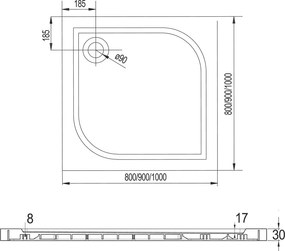 Mereo Mereo, Sprchová vanička, čtverec, litý mramor, bez nožiček, bílá, CV80M