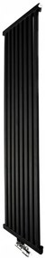 Regnis Kalipso MIR, topné těleso 500x1200mm se středovým připojením 50mm, 625W, černá matná, KALIPSOMIR/1200/500/D5/BLACK