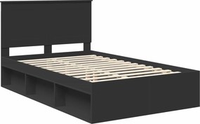 Rám postele s čelo Černá 120 x 200 cm Masivní borové dřevo 3409382