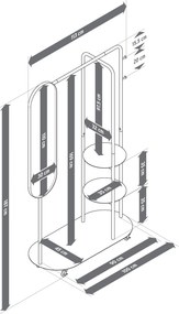 Tchibo - Otevřená šatní skříň na kolečkách s velkým zrcadlem - barva: černá