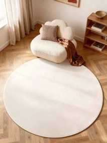 ELLE Decoration, Kusový koberec Puristic Knots 106318 Natural White kruh z kolekce Elle, 200x200 (průměr) kruh, bílá, ložnice