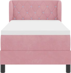 Postel s boxspringem s čelo Růžová 80 x 200 cm samet 3340309