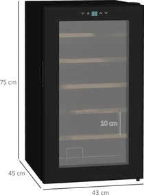 HOMCOM Chladnička na víno, 65 l, 5-20°C, Chladnička na nápoje pro 24 lahví, Chladnička na lahve, Chladnička na víno s vnitřním osvětlením, Black| Aos…