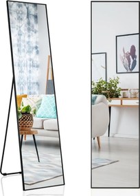 Costway Celoplošné zrcadlo Stojací zrcadlo 2 v 1 a nástěnné zrcadlo z – černý