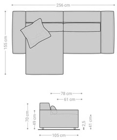 Rohová pohovka Sirpio D 250x155 cm mikrovlákno khaki-hnědá variabilní