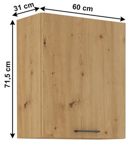 Horní skříňka, černý mat / dub artisan, Monro, 60 G-72 1F