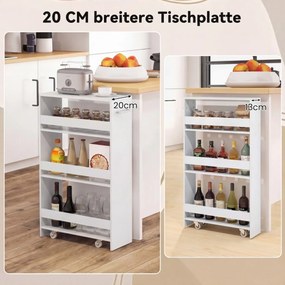 Costway 20 cm široký vozík do výklenku na kolečkách, 4 patra, úzký