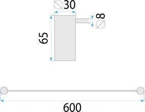 Rea Solo, nástěnný koupelnový věšák 60cm, 64101, měděná matná, REA-84201