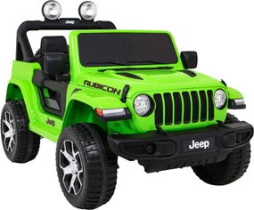 Ramiz Jeep Wrangler Rubicon elektrické auto pro děti zelené + dálkové ovládání + MP3 LED rádio + EVA kola