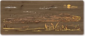 Li-Go "Pálava" světelný obraz s baterií 120x50cm varianta ovládání: manuál/pohybové čidlo, provedení povrchu: ořech