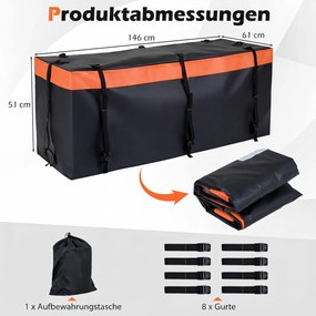 Costway 455 L zadní tažná skříň přívěsu s popruhem a úložnou taškou. Vodotěsná