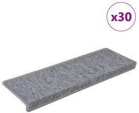 Schodové rohože 30 ks 65 x 21 x 4 cm světle šedé s obdélníkovým okrajem 3365778