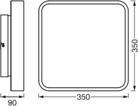 Sapho, ORBIS BACKLIGHT stropní svítidlo, 350x350mm, WIFI RGB + stmívatelné, 2800lm, 28W, černá