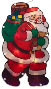 Vánoční LED závěsná dekorace do okna, Santa Claus s dárky