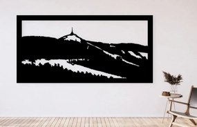 Ještěd - vyřezávaný dřevěný obraz na zeď od 2opice.cz Materiál: OŘECH, Velikost (mm): 900 x 445