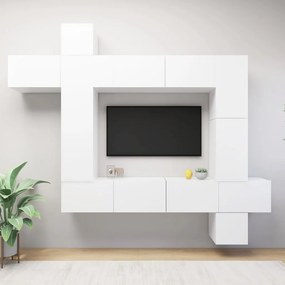 9dílný set TV skříněk bílý kompozitní dřevo 3078738
