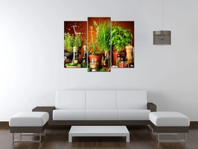 Gario Obraz s hodinami Zeleninové přísady - 3 dílný Rozměry: 80 x 40 cm