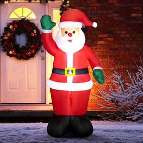 Outsunny Santa Claus, 1,84 m vysoký, s LED osvětlením, samonafukovací zahradní dekorace
