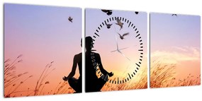 Obraz - Meditace (s hodinami) (90x30 cm)