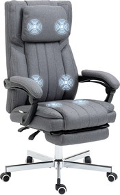 Kancelářská židle Vinsetto s 5 masážními režimy ergonomická kancelářská židle s funkcí polohování výškově nastavitelná podnožka vzhled lnu šedá