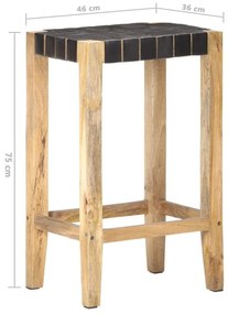 Petromila Barové stoličky 2 ks černé pravá kůže 75 cm