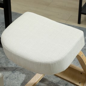 Vinsetto Kolenní židle, ergonomická posezení, polstrovaný stolek pro zdravé sezení, březové dřevo, nosnost 120 kg, krémově bílá