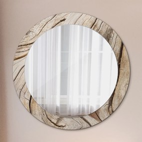 Kulaté zrcadlo tištěný rám Prasklé dřevo fi 70 cm