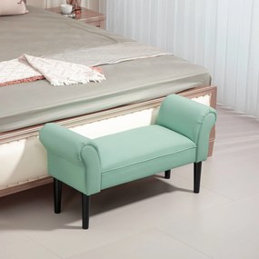 HOMCOM Lavička na postel, čalouněná lavička, sedací lavička, chodbičková lavička do ložnice, nosnost až 130 kg, plachtovina, zelená, 102 x 36 x 51 cm
