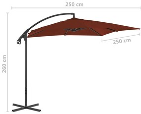 vidaXL Marketos Boční zahradní slunečník s ocelovou tyčí 250x250 cm terakotový