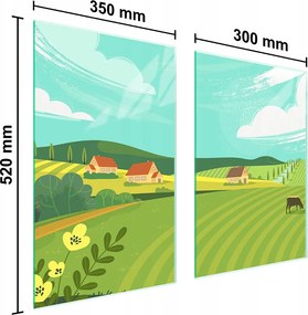 Skleněná Ochranná Deska Do Kuchyně 65x52 Vesnice