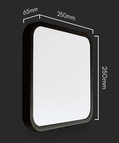 LED Solution Černé přisazené LED svítidlo Plano čtvercové 250x250mm 18W IP44 76431