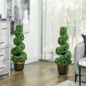 HOMCOM Umělé rostliny sada 2 kusů pokojové rostliny zimostrázu 90 cm v květináči pro interiér a exteriér | Aosom.de