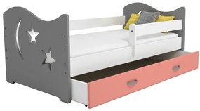 ImportWorld Dřevěná postel Magdaléna 80x160 B1, šedá/růžová + rošt a matrace